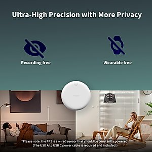 Aqara Presence Sensor FP2, 2.4 GHz Wi-Fi Required, mmWave Radar Wired Motion Sensor, Zone Positioning, Multi-Person & Fall Detection, Supports HomeKit, Alexa, Google Home and Home Assistant