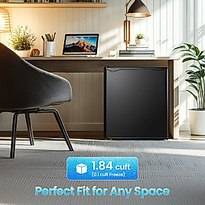 Anypro 1.84 Cu.Ft Fridge with Freezer, Single Door Refrigerator with 5 Level Temperatures and Adjustable Shelves, Energy Saving, Low Noise for Dorm, Office, Bedroom, Black