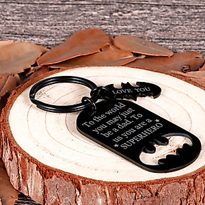 Fathers Gifts Dad Birthday Keychain for Daddy Step Dad to Be Husband from Daughter Son Wife Kids I Love You Key Ring Father of The Bride Step Father Figure Wedding Anniversary Men Him Black