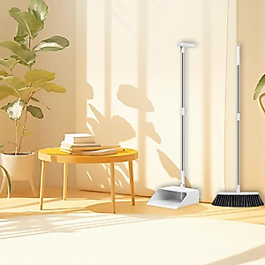 Brooms and Dustpan Set, Stand Up Brooms with Dustpan Combo, 33" Long Handle Brooms, Ergonomically, Comfortable Grip, for Home, Kitchen, Room, Office, Indoor, Outdoor, Floor Sweeping