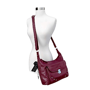 Roma Leathers Studded Concealment Purse - Premium Cowhide Leather - Wine - Dual Gun Entry - Designed in U.S.A.