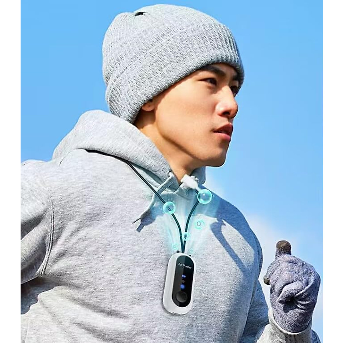 Portable Air Purifier Necklace,Personal Small Air Purifiers,100% No Static Electricity,Rechargeable Ionizer,for Bedroom,Car and Airplane,Black