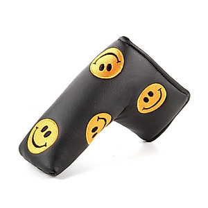 DBYAN Smile Face LIMITED EDITION Golf Blade Putter Covers Head cover for Scotty Cameron Odyssey Callaway Taylormade Titleist Ping Mizuno Cobra,Black/yellow (Black/Yellow)