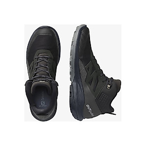 Salomon Men's OUTPULSE Mid Gore-Tex Hiking Boots for Men, Black/Ebony/Vanilla Ice, 11