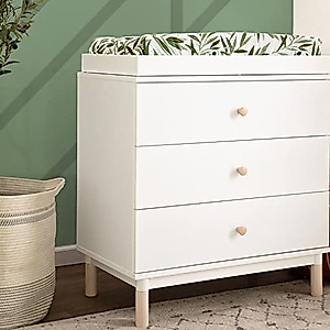 Babyletto Gelato 3-Drawer Changer Dresser with Removable Changing Tray in White and Washed Natural, Greenguard Gold Certified