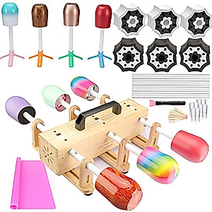 6X Multi Cup Turners for Crafts Tumbler Cup Spinner Machine Kit, Wood Cuptisserie Turner DIY Glitter Epoxy Tumblers