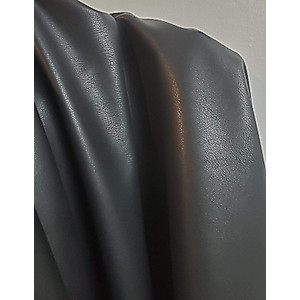 NAT Leathers™ | Black Garment Weight Thin Faux (Peta-Approved Vegan) Leather Synthetic Pleather 0.7 mm Stretch 1 Yard 52 x 36 inches Soft Smooth for Garments, Pants, Skirts Shirts 0.7 mm