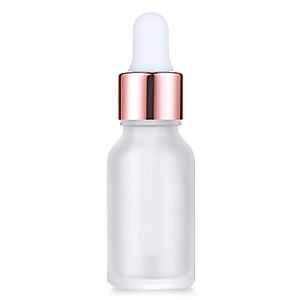 12 Pack,0.5 Oz Matte Glass Dropper Bottle,Empty Frosted Essential Oil Dropper Bottle Holder With Glass Eye Dropper,Rose-Golden Caps Perfume Travel Vial Container-Pipette,Stickers,Funnel included