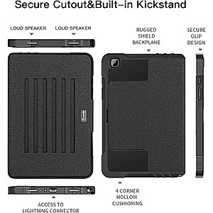 ZtotopCase for Samsung Galaxy Tab A7 10.4 Inch Tablet 2020 (SM-T500/505/507),[6 Magnetic Stand Angles] Heavy Duty Highly Protective & Shock Absorption Cover with Auto Wake/Sleep, Black