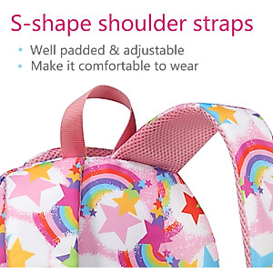 BLUEFAIRY Kids Backpack for Girls Elementary Primary School Bags for Kindergarten Childs Bookbags Lightweight Cute Gifts 17" Mochilas Escolares para Niñas de 6 7 8 9 Rainbow Pink