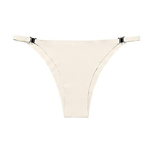 Kinple Quick Dry Seamless Brief for Women Smoothing Ice Silky Yoga Panties High Cut Stretch String Bikini Sexy Thong Panty Beige