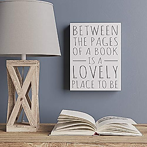 Barnyard Designs 'Between the Pages' Wooden Box Sign Motivational Desk Decor, Primitive Decor Office Desk Decorations for Women Office Bathroom Shelf Decor, Inspirational Desk Decor, 8x6