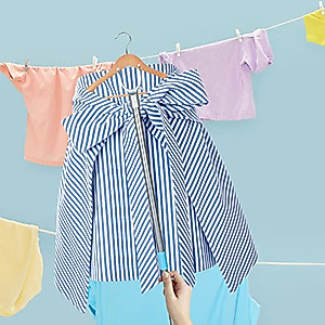 NOLITOY Telescoping Clothesline Prop Clothing Pole Retractable Closet Pole Stick Outdoor Utility Pole Hook Clothes Drying Pole for Garment Coat Hanger Sky-Blue 131cm