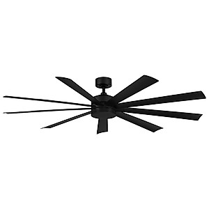 Wynd XL Smart Indoor and Outdoor 9-Blade Ceiling Fan 72in Matte Black with 3000K LED Light Kit and Remote Control works with Alexa, Google Assistant, Samsung Things, and iOS or Android App