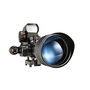 Pinty Rifle Scope 4-12x50EG Rangefinder Tactical Reticle Scope Combo with Laser Sight and Red Dot Sight