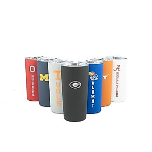 Decorvo Officially Licensed Collegiate Stainless Steel Tumbler - Double Walled Insulated Travel Thermos with Slide Lid - 18 oz (Georgia Logo - Black)