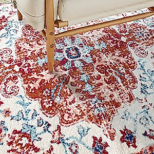 EARTHALL Boho Rug 3x5 Washable Persian Distressed Tribal Entry Throw Area Rug Faux Wool Soft Fuzzy Kitchen Rugs Non-Slip Low-Pile Indoor Accent Rug for Dining Table Living Room