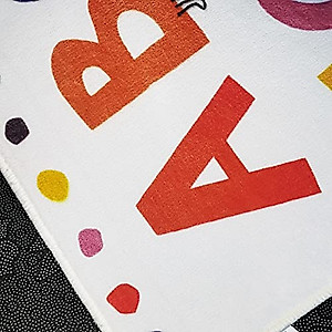 Luxixiry ABC Alphabet Kids Rug, Cotton Soft Plush Play Mat for Playroom Bedroom Living Room Playmat Home Décor (White, 2.6' x 3.9')
