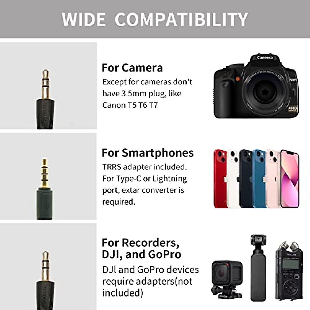 TAKSTAR SGC-600 Camera Microphone, Universal Shotgun Microphone for iPhone, Android Phone, Canon/Nikon/Sony Camera&Camcorder, Video Mic with Shock Mount, Windscreen and 3.5mm Jack