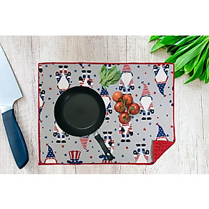 Patriotic Gnome Dish Drying Mat Reversible Absorbent Kitchen Dry Pad July 4 Home Decor 15 x 20 inch