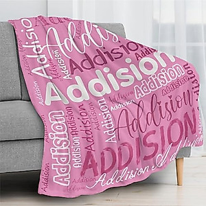 Custom Name Blanket for Kids Adults Personalized Blanket with Name Flannel Blanket Customized Name Blanket for Birthday Valentines Christmas Day (40x50, Pink)