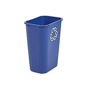 Rubbermaid Commercial Rubbermaid 295773BE Large Deskside Recycle Container w/Symbol, Rectangular, Plastic, 41.25qt, Blue