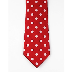 Men's Wine Red Silk Ties White Polka Dot Cravat Woven Neckties for Wedding Dress Uniforms