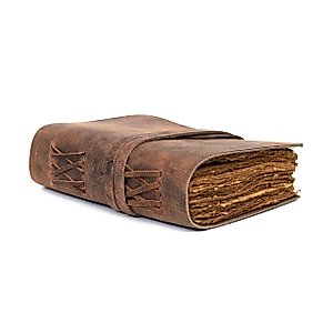 CLA Journal, Vintage Leather Journal, Handmade Deckle Edge Paper Journal, Leather Sketch Book, Leather Notebook, Leather Journal for Women, Leather Journal for Men (7 x 5 Inch, Vintage Brown)