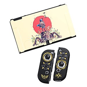 PERFECTSIGHT Cute Protective Case Compatible with Nintendo Switch OLED | Kawaii Zelda | Anti-Scratch Shockproof Slim Cover Case for NS Console and Joy-Con Controllers, Hard Shell Dockable Case