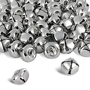 Jingle Bells, 1 Inch Craft Bells Bulk DIY Bells for Christmas Festival Decoration Home Decoration, 50pcs, Silver