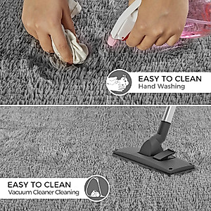 Ultra Soft Rug for Living Room, 5X8 Ft Grey Fluffy Shag Area Rug for Bedroom, Modern Shaggy Carpets Fuzzy Rug for Teens Dorm Nursery Home Decor Aesthetic, Upgrade Anti-Skid Durable