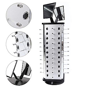 ONEPOINTPOINT Glasses Display Stand 360° Rotating 44 Pairs of Sunglasses Eyewear Holder Display Rack with Mirror (Square)