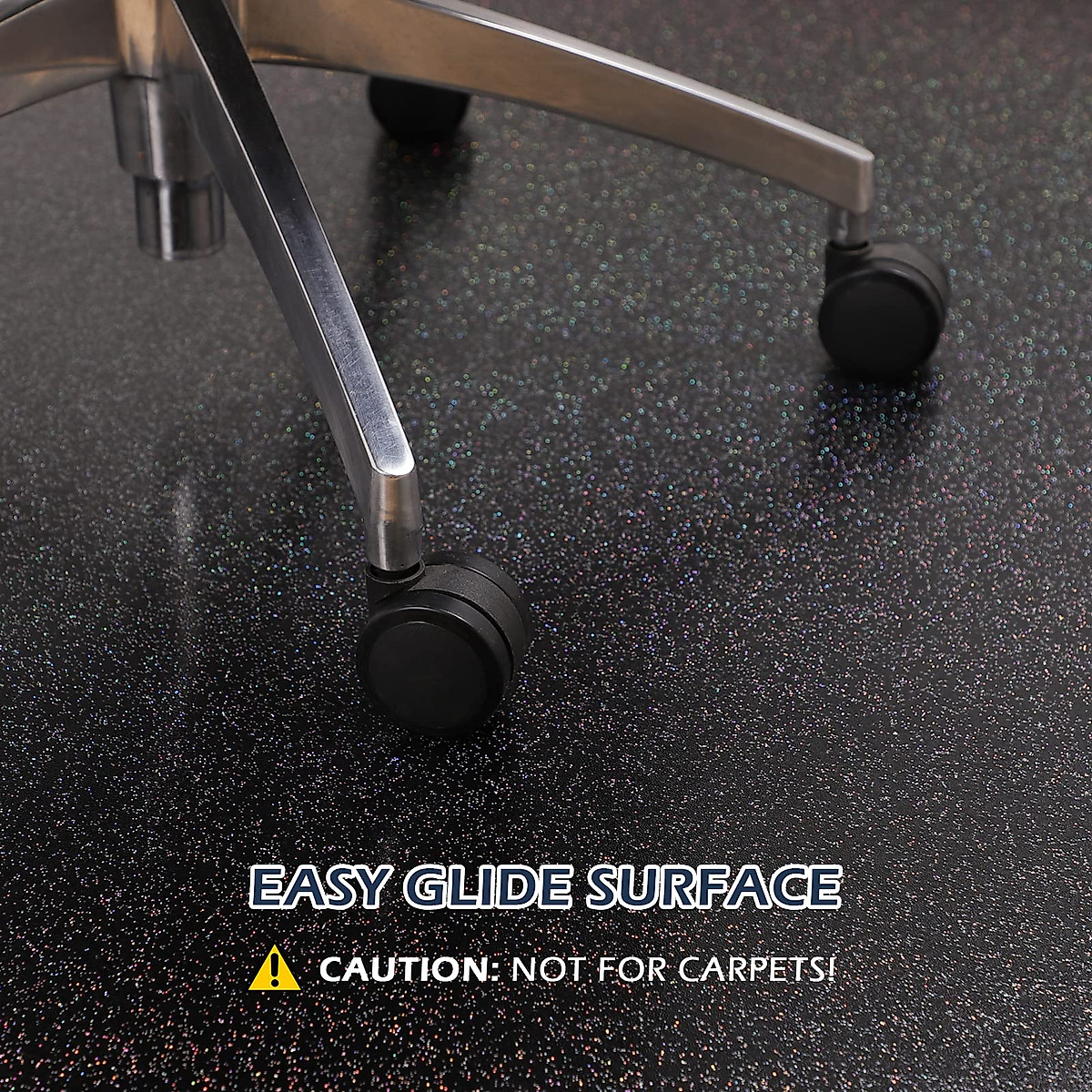 Office Chair Mat for Hard Floors, 63" x 51" Large Chair Mat for Hardwood Floor, Slip Resistant Floor Protector Chair Mat with Bling Surface Design, Vinyl Desk Mat for Home Office (Black)