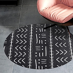 NAWFIVE African Print Fabric 3Ft Round Rug Non-Slip Soft Throw Area Rugs,Floor Carpet Mat for Bedroom Living Room Kitchen