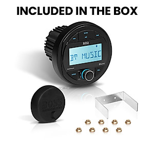 BOSS Audio Systems MGR300B Marine Boat Stereo Sound System Head Unit - No CD Player, Bluetooth Audio, IPX5 Rated, USB, MP3, AM/FM Radio Receiver