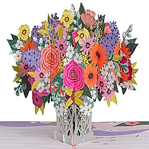 Paper Love 3D Floral Arrangement Pop Up Card, Gift for Birthday, Wedding, Anniversary, Thank You, Get Well, All Occasion or Just Because - 5" x 7" Cover - Includes Envelope and Note Tag