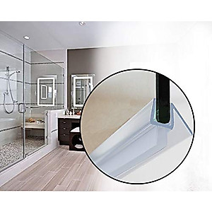Butecare Premium Frameless Shower Door Bottom Seal Strip for Glass Doors - Shower Door Seal Sweep (1/2” x 39”, Clear Vinyl)
