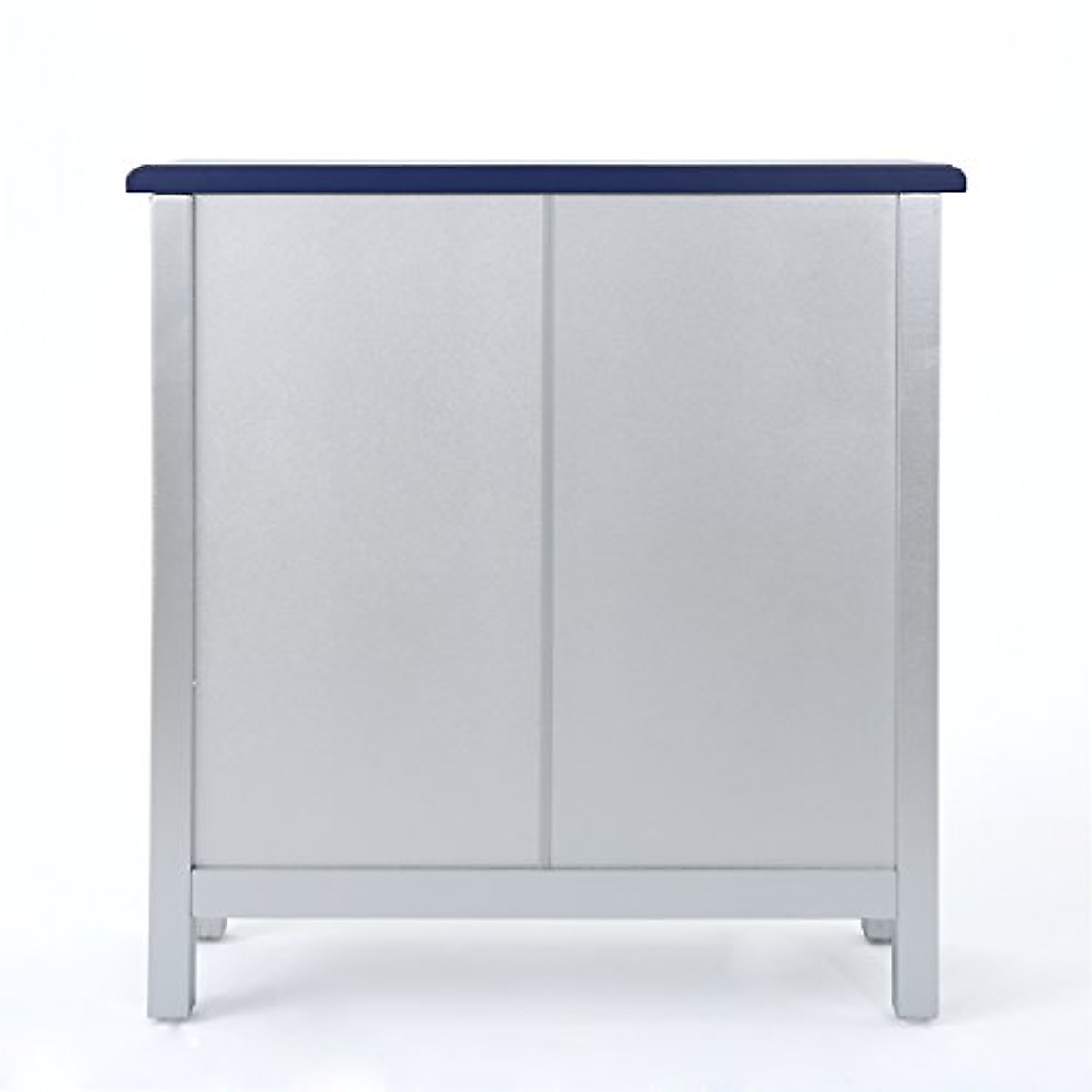 Christopher Knight Home Alana Firwood Cabinet with Faux Wood Overlay, Silver / Navy Blue