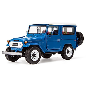 All Star Toys Exclusive Toyota Land Cruiser FJ40 Royal Blue with Custom Off-Road Wheels 1/24 Diecast Model by Motormax 79323 FJ Cruiser J40