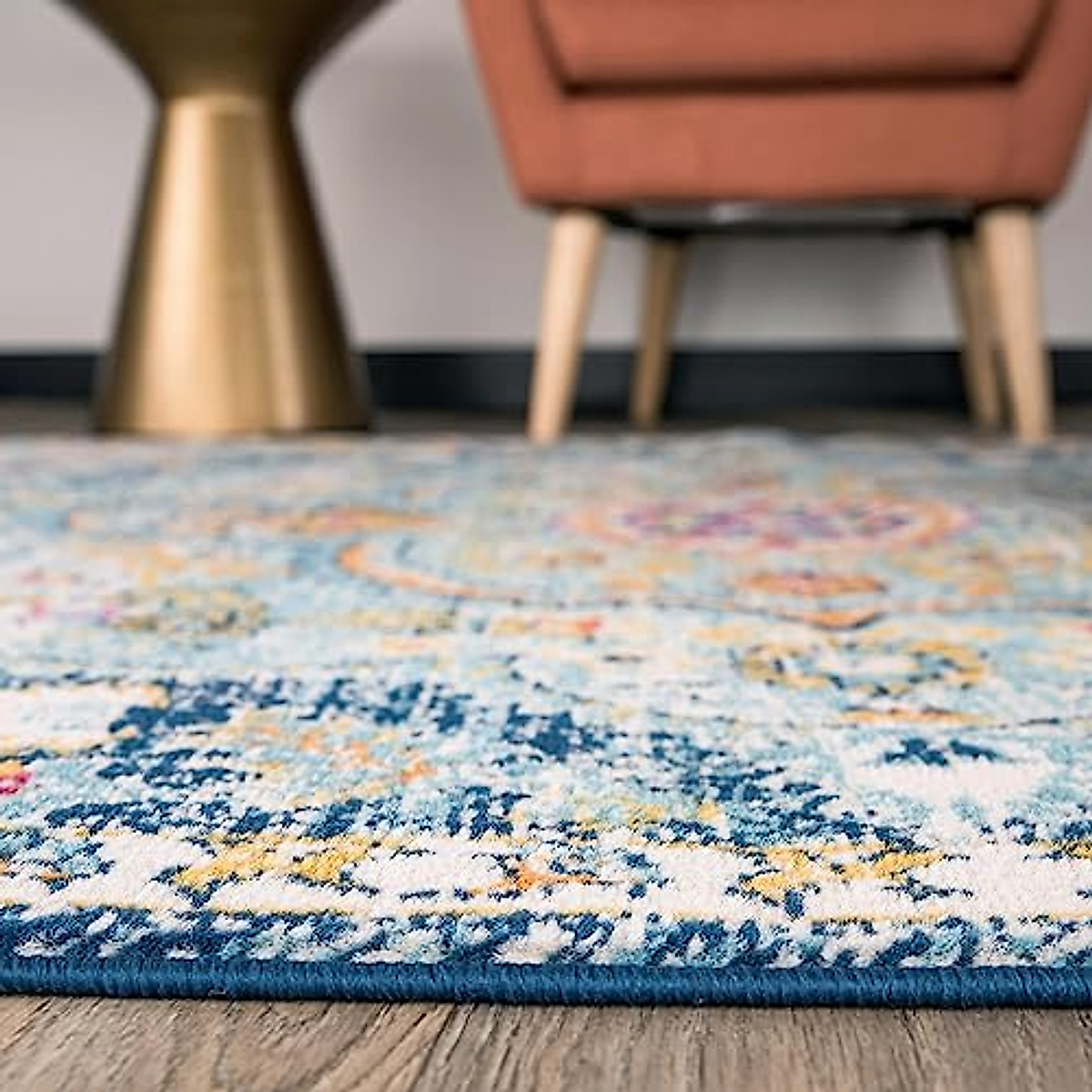 Rugshop Vintage Distressed Bohemian Area Rug 7'10" x 10' Navy