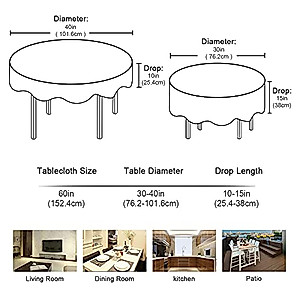 Black Zen Basalt Stones with Dew Green Bamboo on Dark Round Table Cloth, Circle Table Linen White Lace Dinner Tablecloth Mat, Desk Cloth Cover for Home Party Wedding 60 Inches