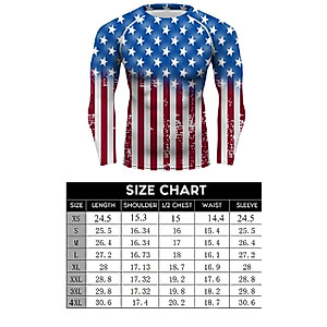 American Flag Mens Long Sleeve Rash Guard Compression Gym Trainning Casual Tops for bjj jiu jitsu
