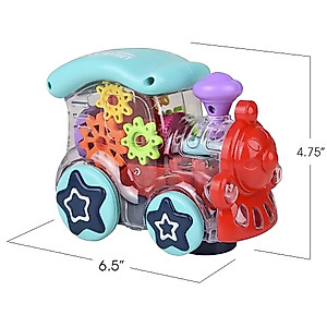 ArtCreativity Light Up Transparent Toy Train for Kids, 1PC, Bump and Go Toy Car with Colorful Moving Gears, Music, and LED Effects, Fun Educational Toy for Kids, Great Birthday Gift Idea
