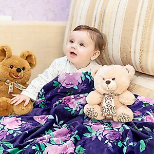 TANOFAR Minky Baby Blankets, Soft Toddler Blanket for Boys Girls, Dotted Backing, Double Layer Crib Receiving Blanket, for Nursery/Stroller/Toddler Bed/Carseat, 30 x 40 Inch, Purple Floral