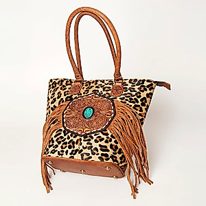 American Darling Tote Hand Tooled Hair on Genuine Leather Western Women Bag Handbag Purse | Tan | Western Tote Bag | Travel Tote Bags | College Tote Bag | Casual Tote Bag