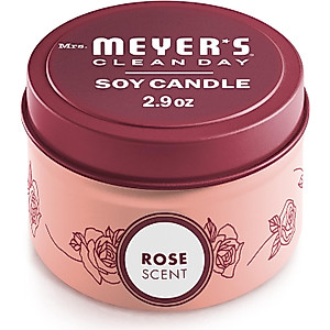 MRS. MEYER'S CLEAN DAY Soy Tin Candle, 12 Hour Burn Time, 3 Pack, Made with Soy Wax and Essential Oils, 2.9 oz, Rose