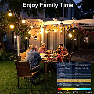 YILINM 100ft Outdoor String Lights Waterproof LED G40 Shatterproof Backyard Lights with 50 Bulbs Connectable Patio Lights for Christmas Patio House Backyard Balcony Party