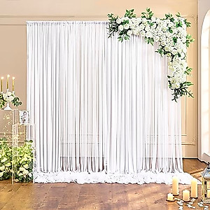 Wrinkle Free White Tulle Backdrop Curtains for Wedding Fabric Party Decorations Backdrops Curtain Sheer Photo Back Drop Drapes Cloth for Baby Shower Birthday Photography Reception 5ftx10ft, 4 Panels