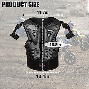 KANVIKAM Kids Motorcycle Body Armor Spine Chest Protector, Youth Dirt Bike Gear Vest for Motocross Cycling MTB ATV Skateboard Skating