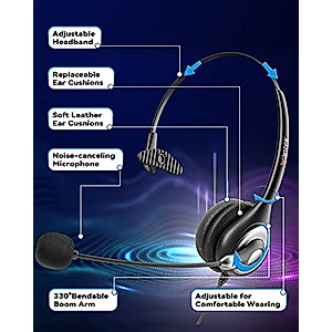 Wantek Corded USB Headsets Mono with Noise Cancelling Mic and in-line Controls, UC Business Headset for Skype, SoftPhone, Call Center, Crystal Clear Chat, Super Lightweight, Ultra Comfort (UC600)